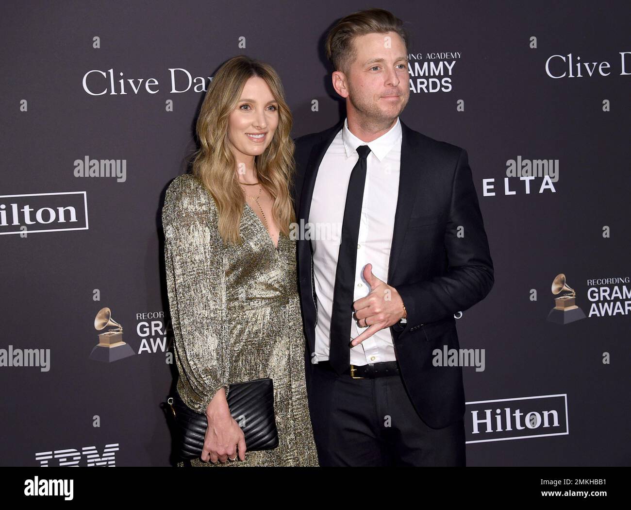 Genevieve Tedder, left, and Ryan Tedder arrive at the Pre-Grammy Gala ...