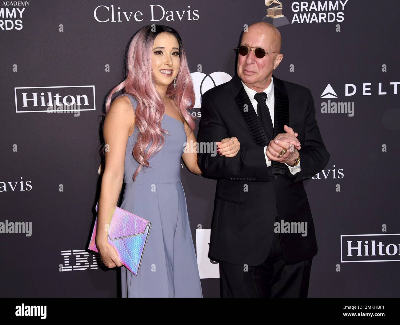 Paul Shaffer, right, and Victoria Shaffer arrive at the Pre-Grammy Gala ...