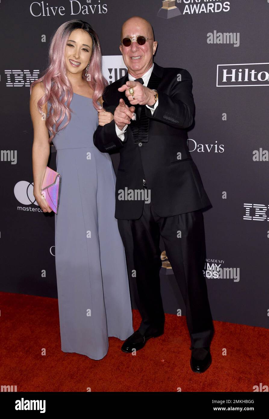 Paul Shaffer, right, and Victoria Shaffer arrive at the Pre-Grammy Gala ...