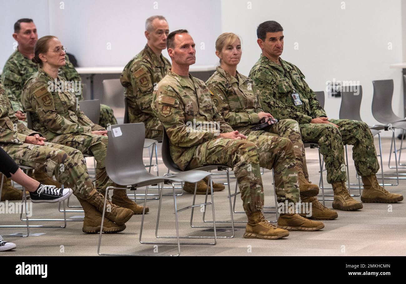 Military service members attend the Patriot's Day Observance Ceremony ...