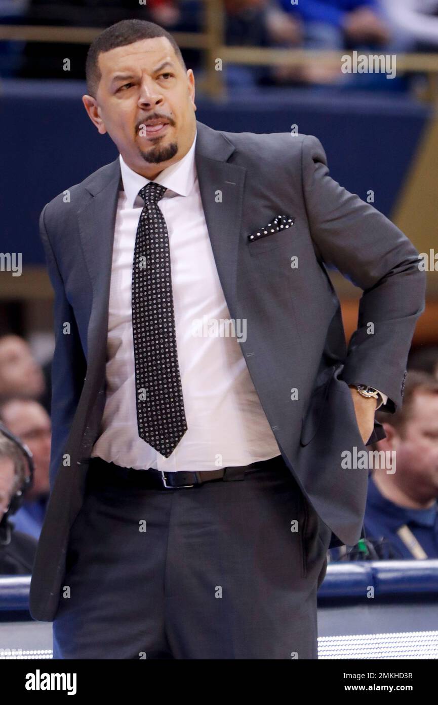 Pittsburgh head coach Jeff Capel works court side as his team plays ...