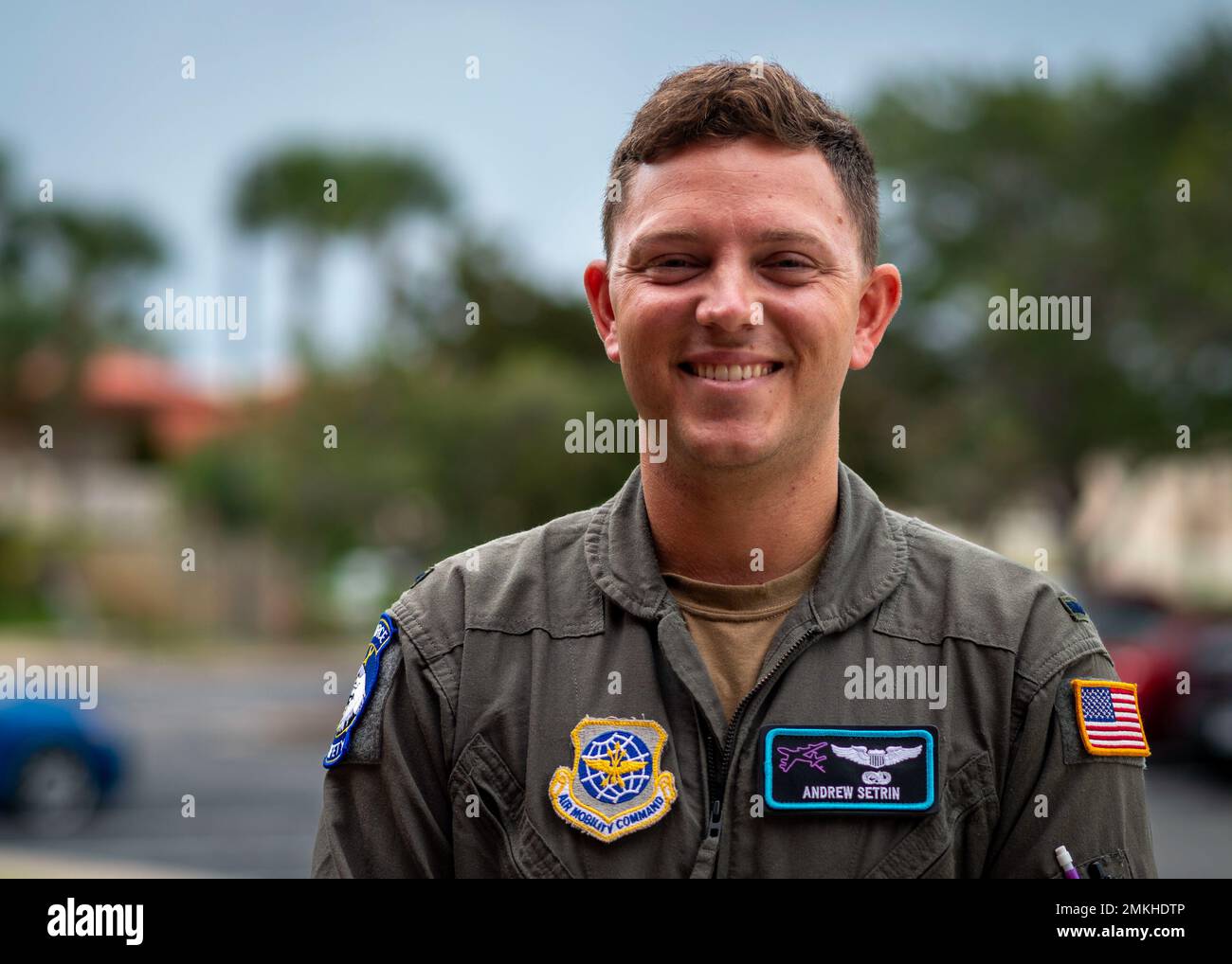 U.S. Air Force 1st Lt. Andrew Setrin, a flight safety officer assigned ...