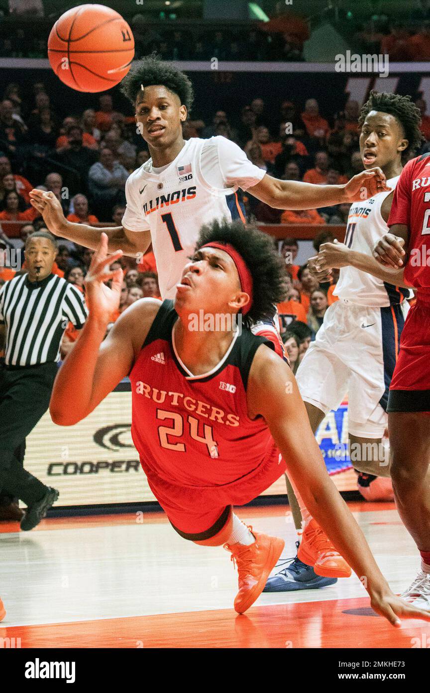 Rutgers forward Ron Harper Jr. (24) attempts to shoot as he falls ...