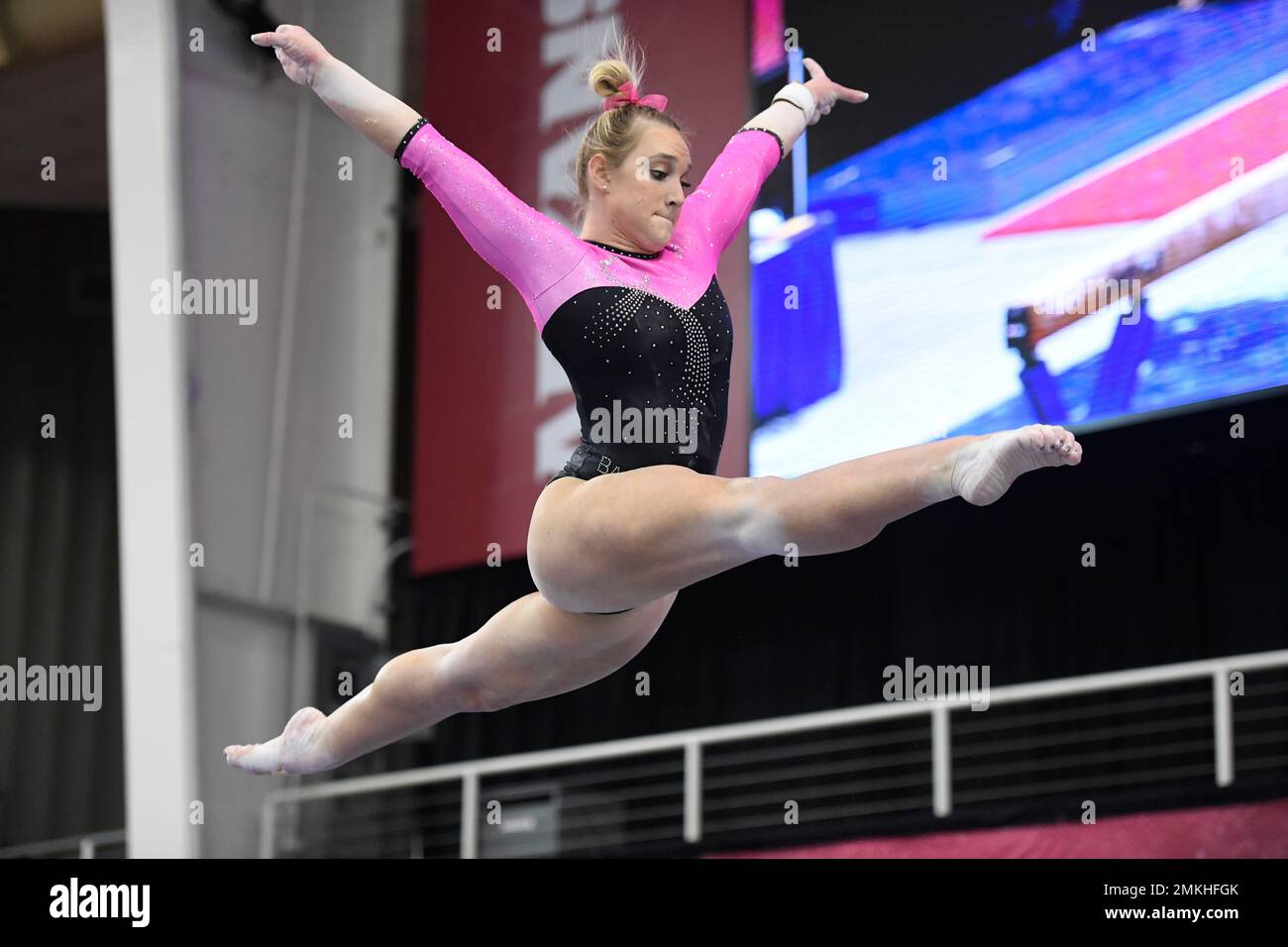 Alabama gymnast Emily Gaskins competes against Arkansas during an NCAA ...