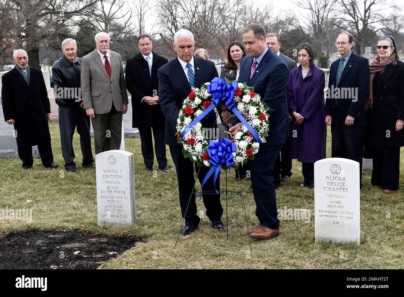 Vice President Mike Pence, front left, and NASA Administrator Jim ...