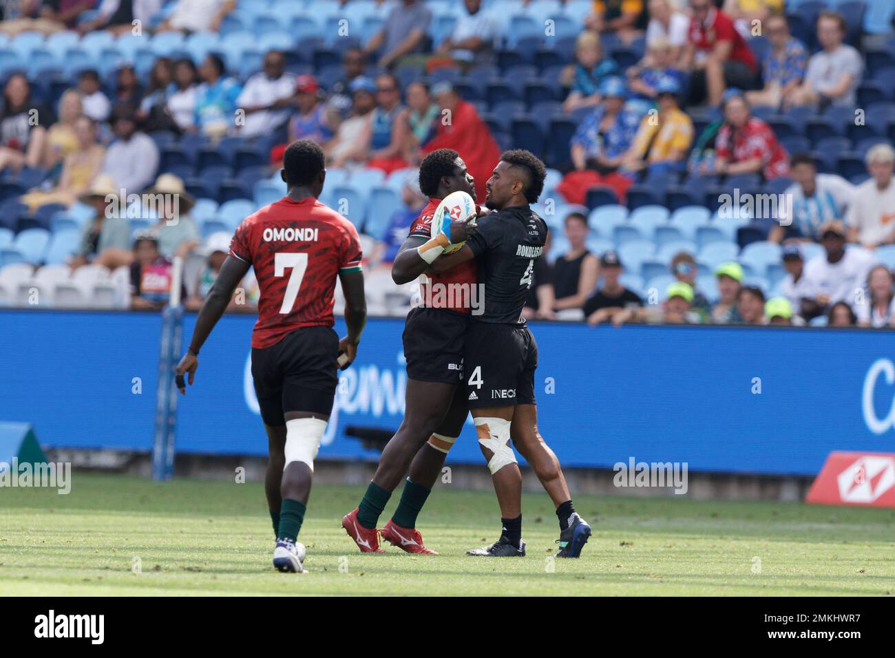 Sydney, Australia. 28th Jan, 2023. Alvin Otieno of Kenya argues with ...