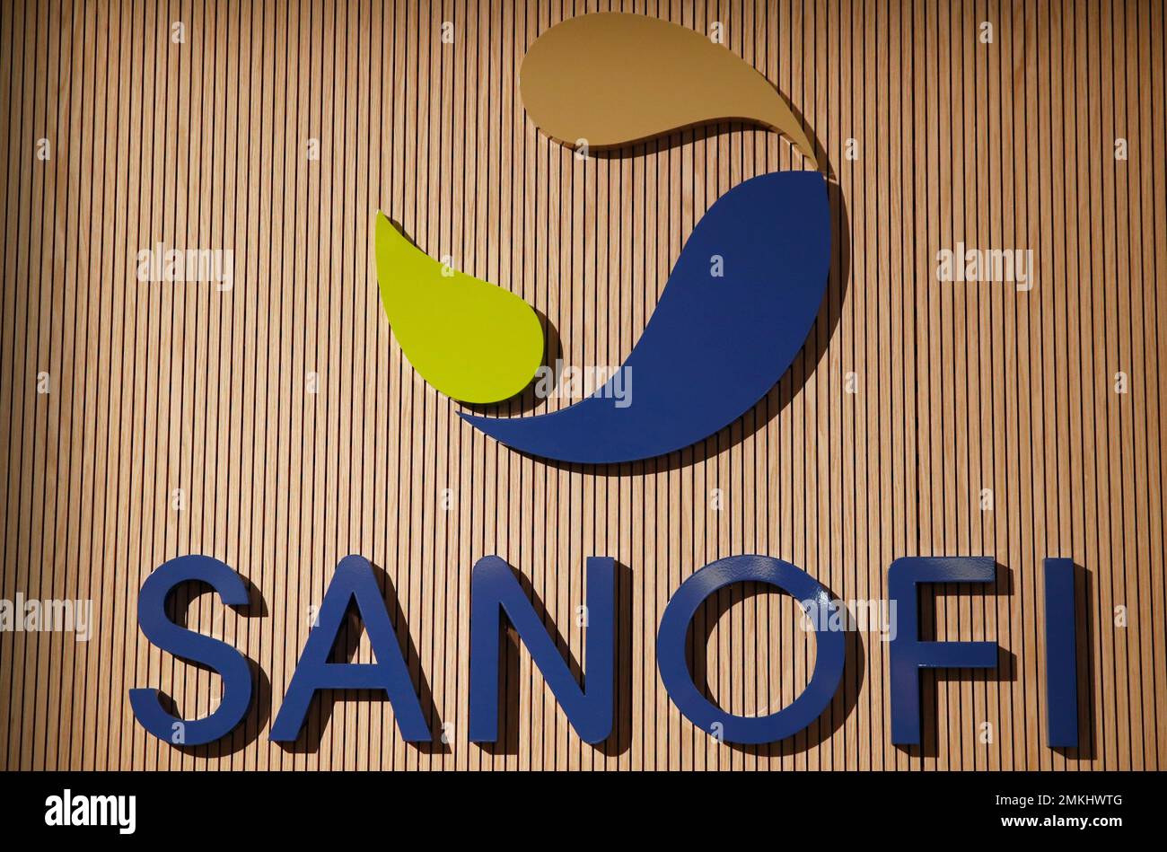 The logo of French drug maker Sanofi is pictured at the company's ...