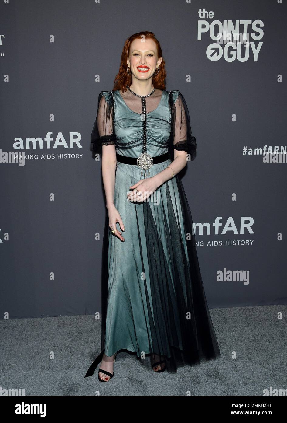 Model and singer Karen Elson attends the amfAR Gala New York AIDS ...