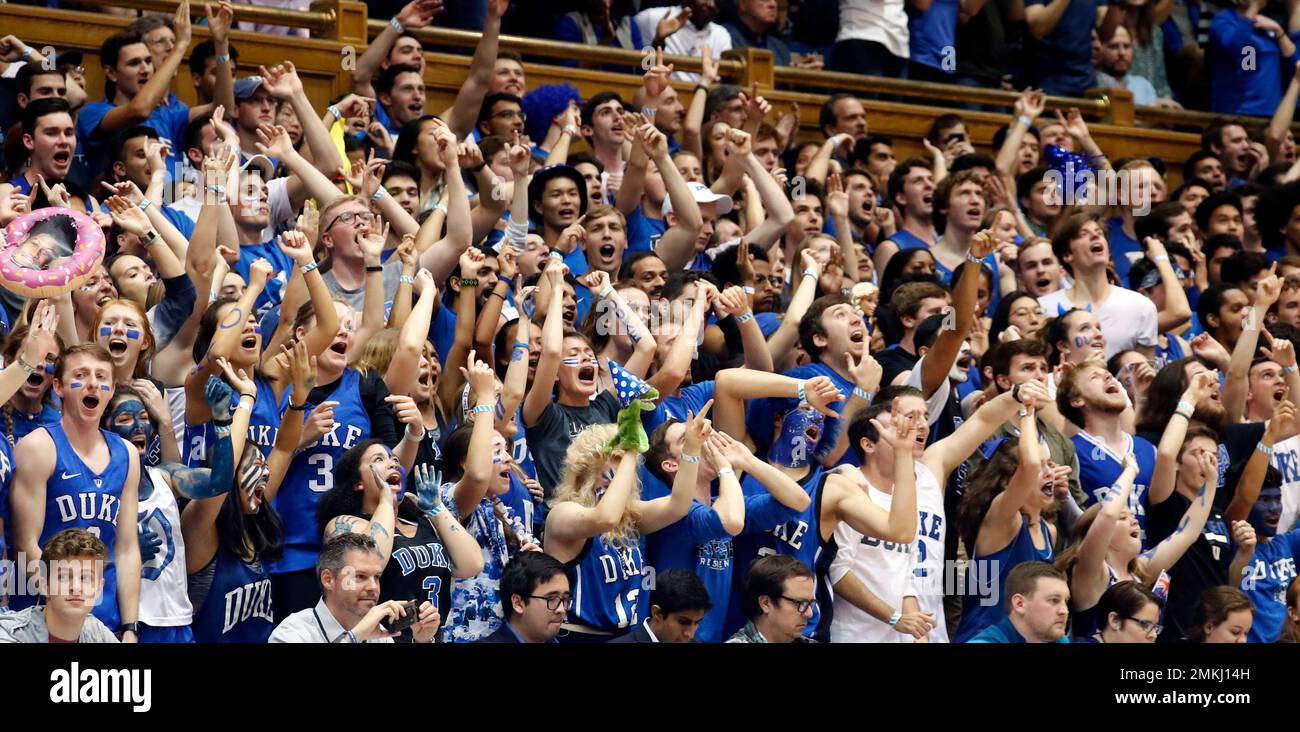 Duke fans cheer on the team during the second half of an NCAA college ...