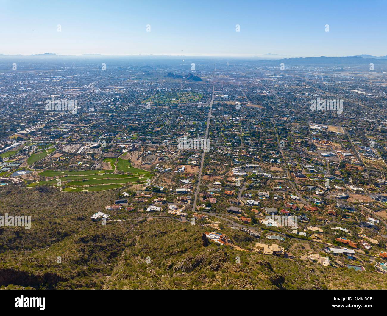 Phoenix modern city aerial view from the top of Camelback Mountain in ...