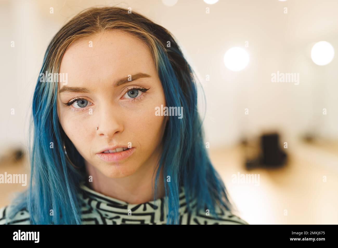 Image of caucasian female hip hop dancer posing to camera. Dance ...