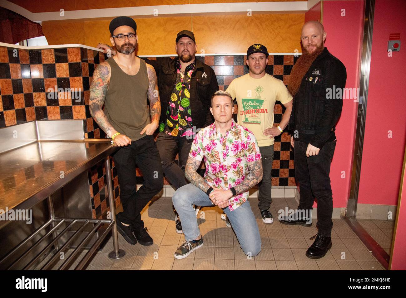 Travis Miguel, from left, Brandon Saller, Alex Varkatzas, Dan Jacobs ...