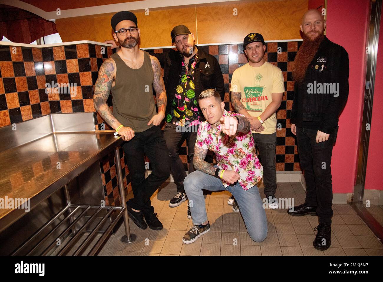 Travis Miguel, from left, Brandon Saller, Alex Varkatzas, Dan Jacobs ...