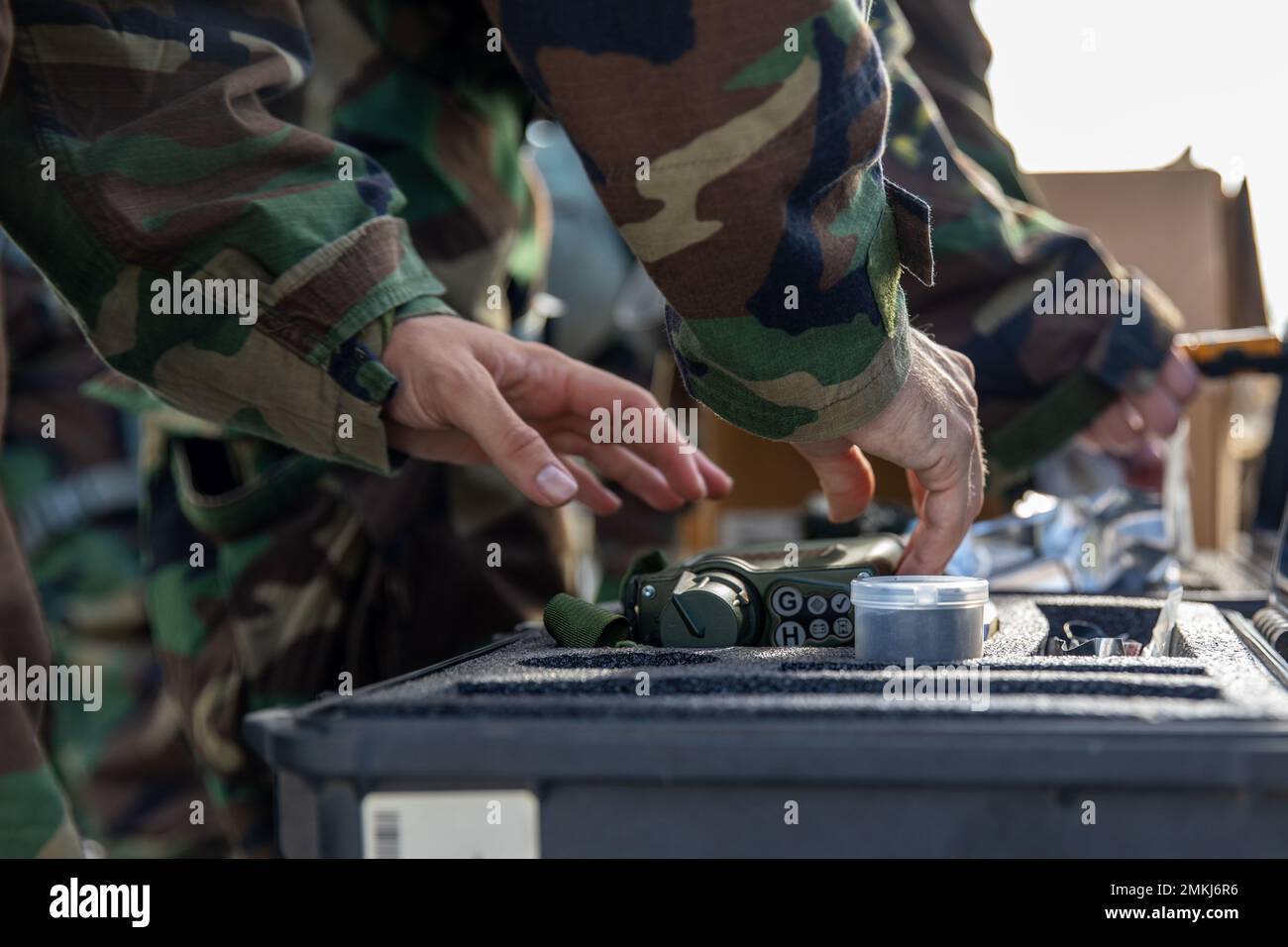 U.S. Marines with Marine Aviation Logistics Squadron 12 assemble a ...