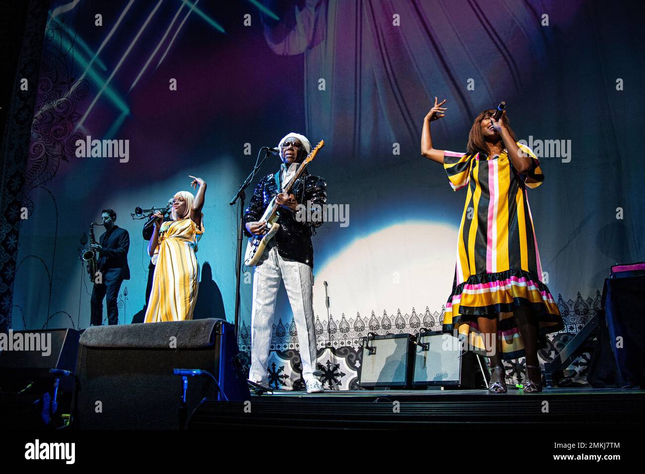 Kimberly Davis, from left, Nile Rodgers, and Folami Ankoanda-Thompson ...