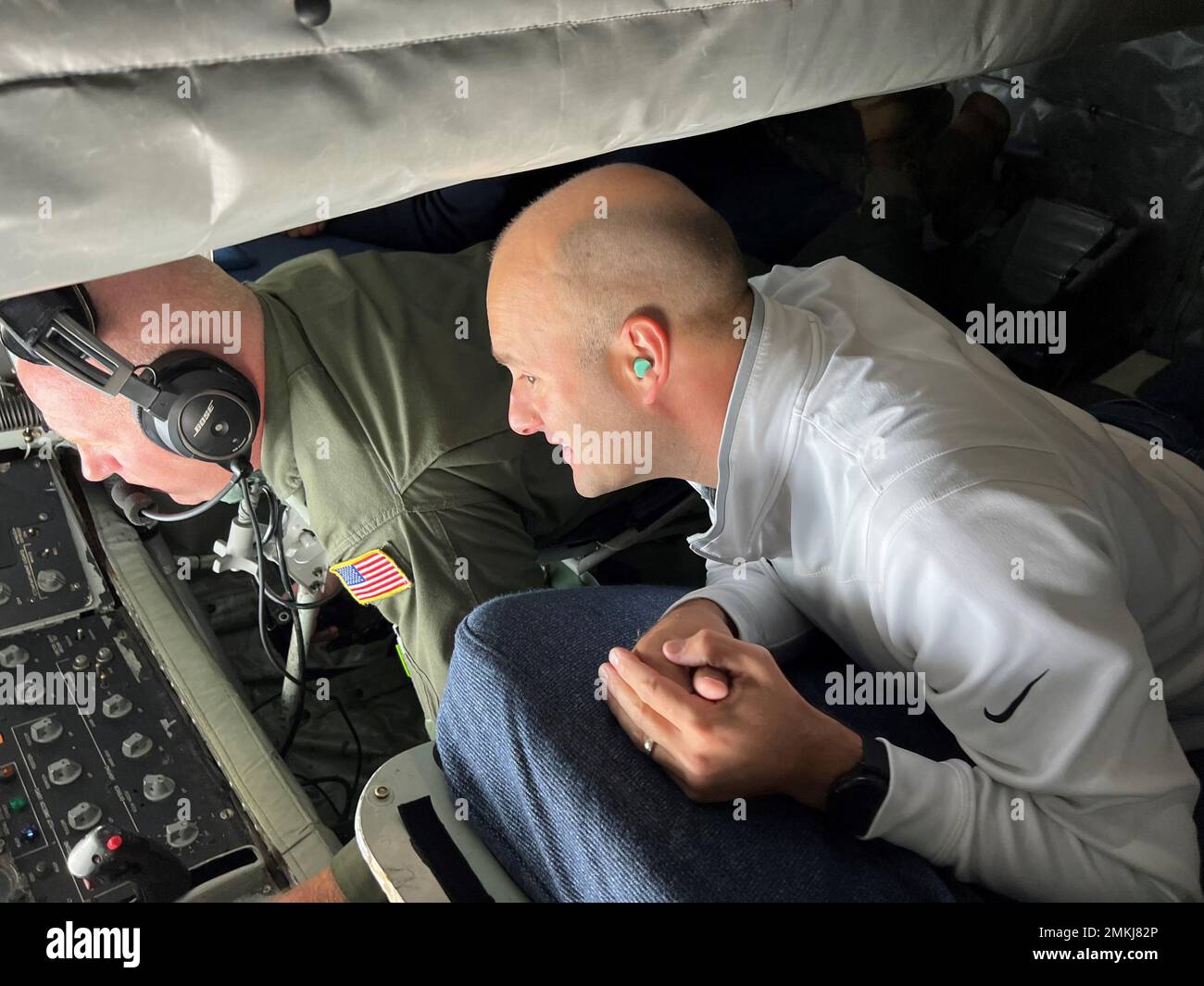 Michael Carlin, from the Department of Veteran Affairs, observes an ...