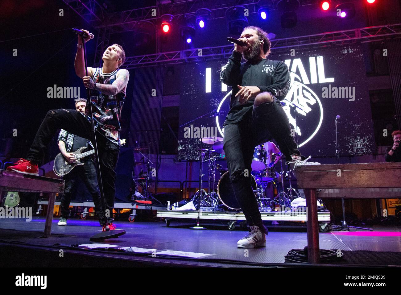 Brian Burkheiser, left, and Eric Vanlerberghe of I Prevail performs on ...
