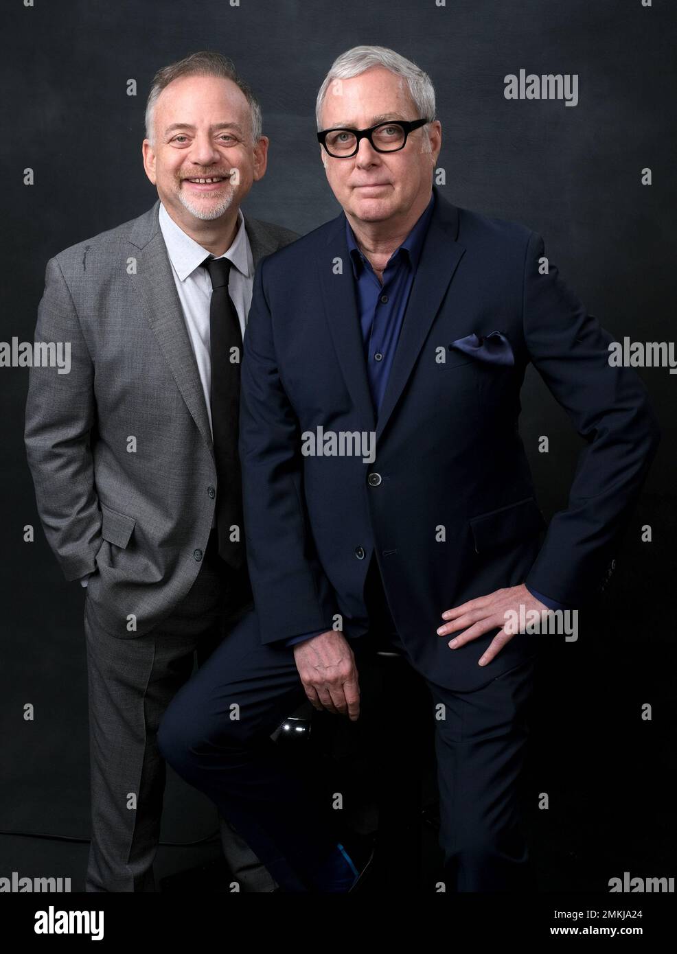 Marc Shaiman, left, and Scott Wittman pose for a portrait at the 91st ...