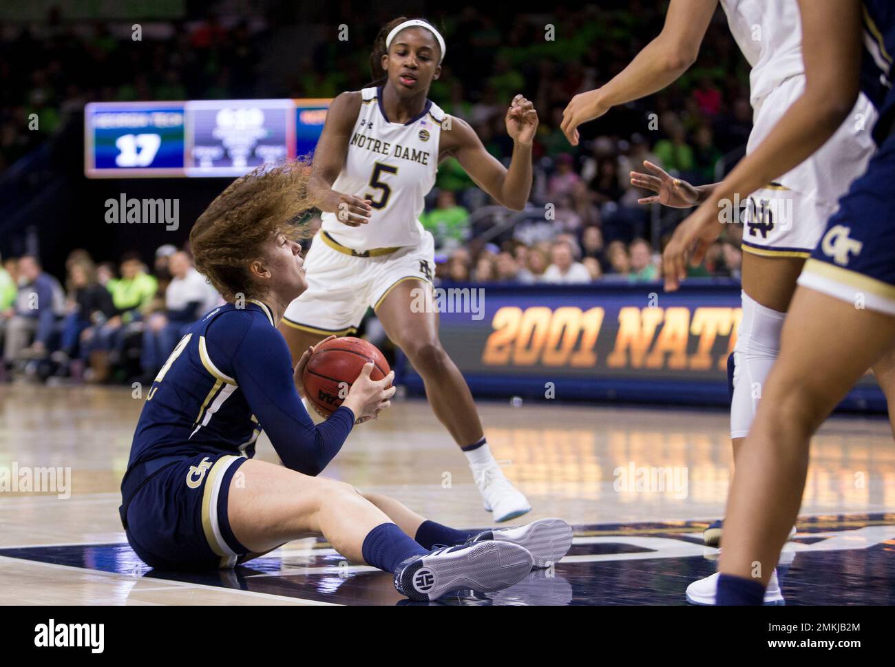 Georgia Tech's Lorela Cubaj (13) grabs a loose ball during an NCAA ...