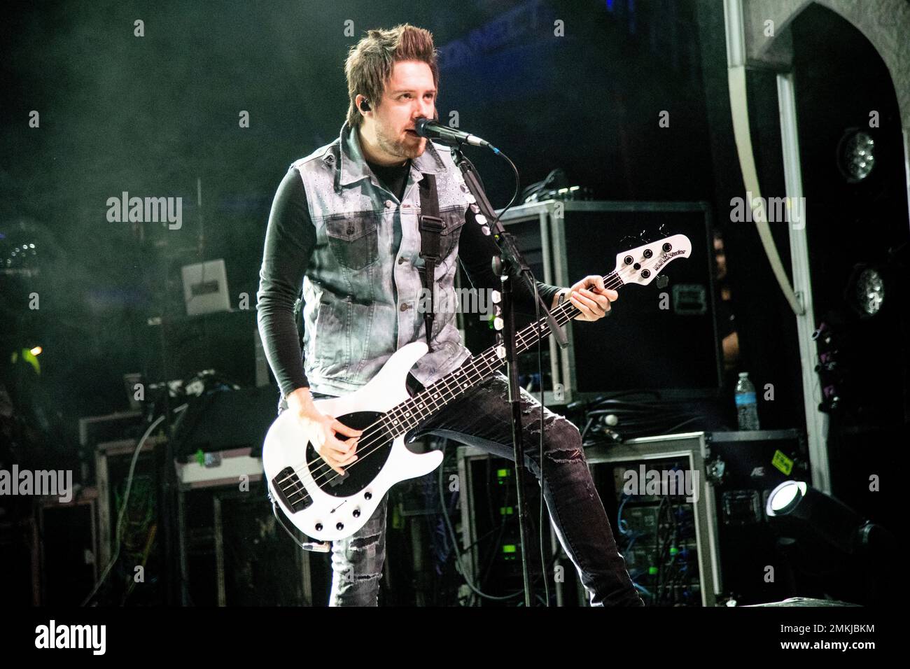 Jason James of Bullet for My Valentine performs on board the Carnival ...