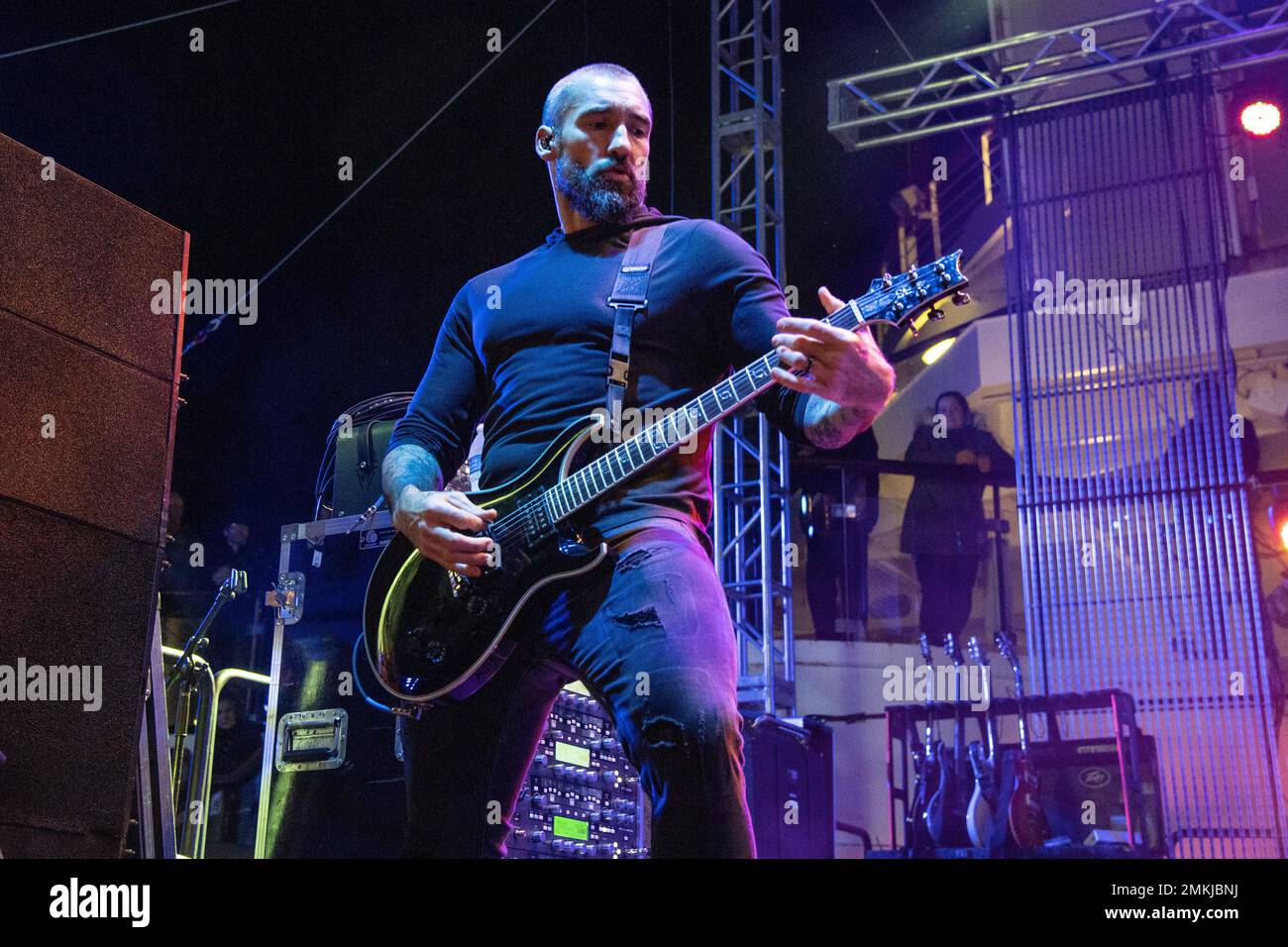 Clint Lowery of Sevendust performs on board the Carnival Valor during ...