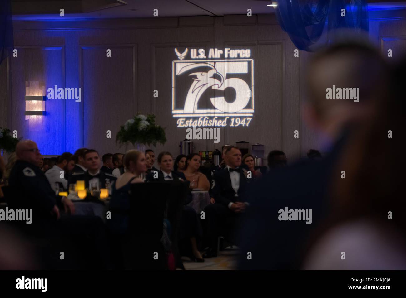 U.S. Airmen and their guests sit in attendance during the Air Force ...