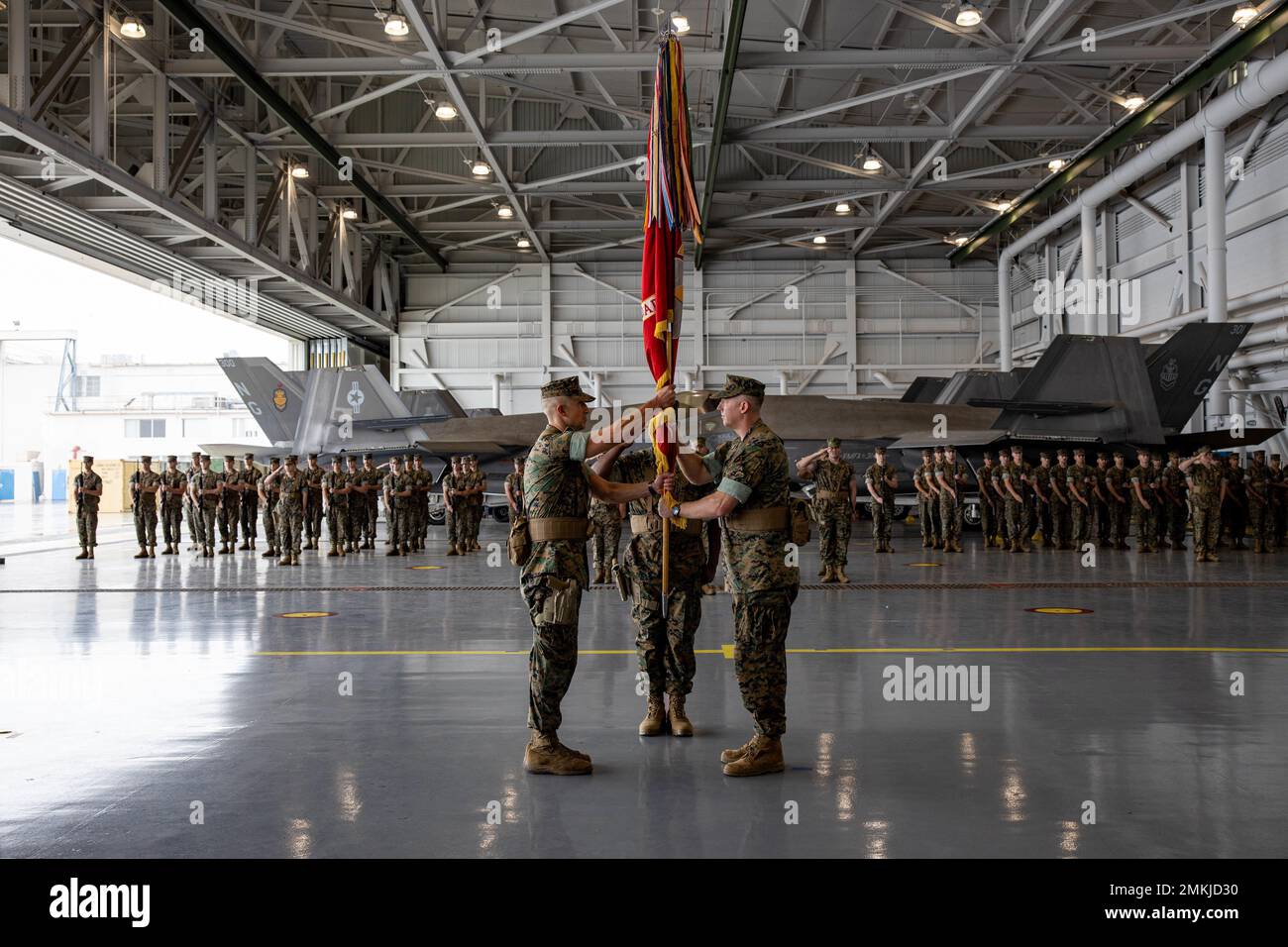 U.S. Marine Corps Lt. Col. Brendan M. Walsh, right, the out-going ...