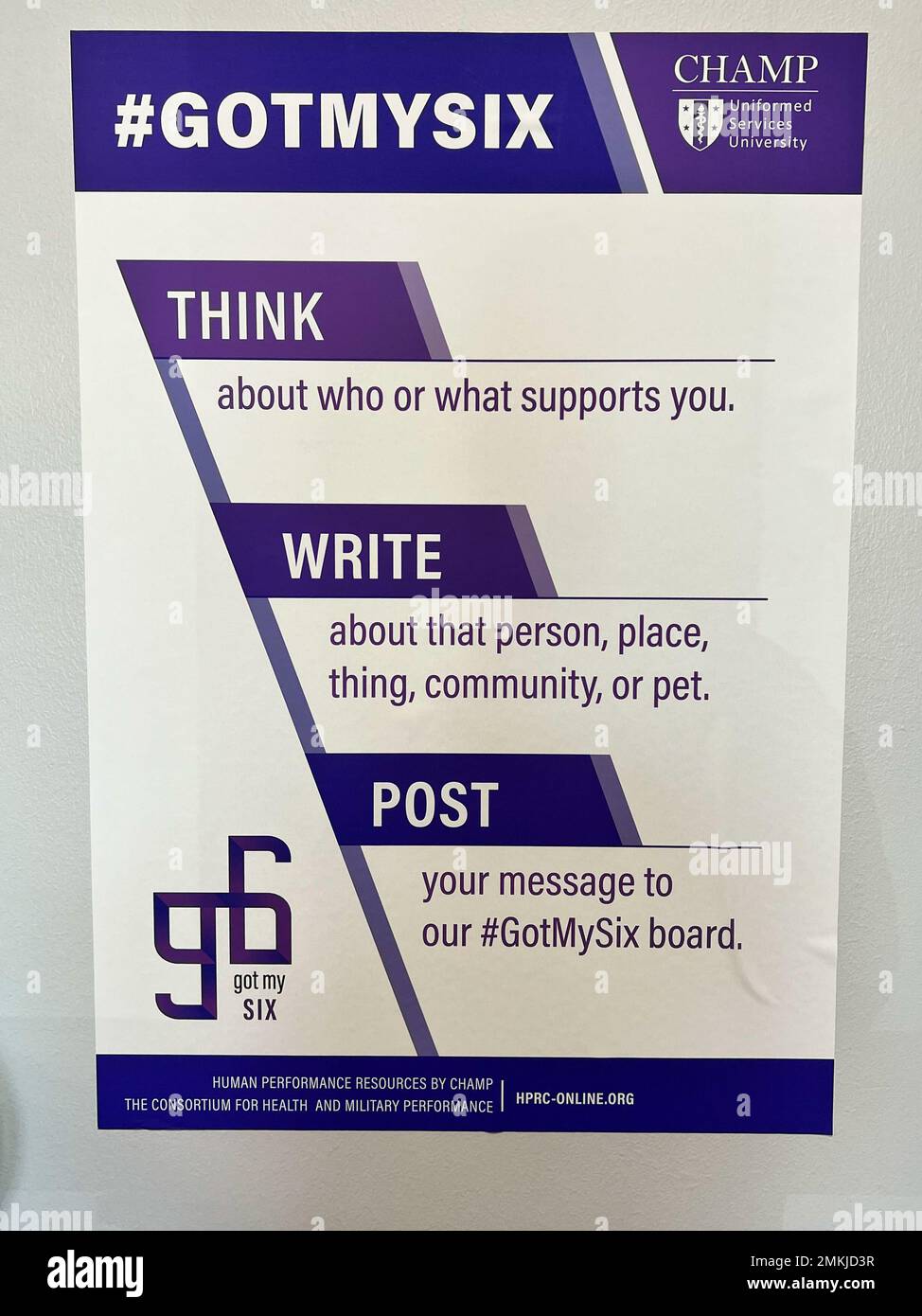 A poster explaining how to fill out the Got My Six sheet Stock Photo ...