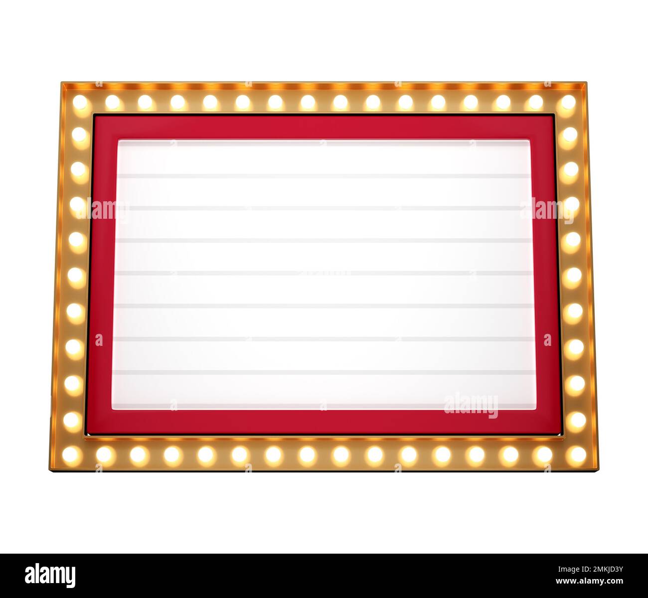 3d retro red and gold signboard with glowing yellow light bulb ...