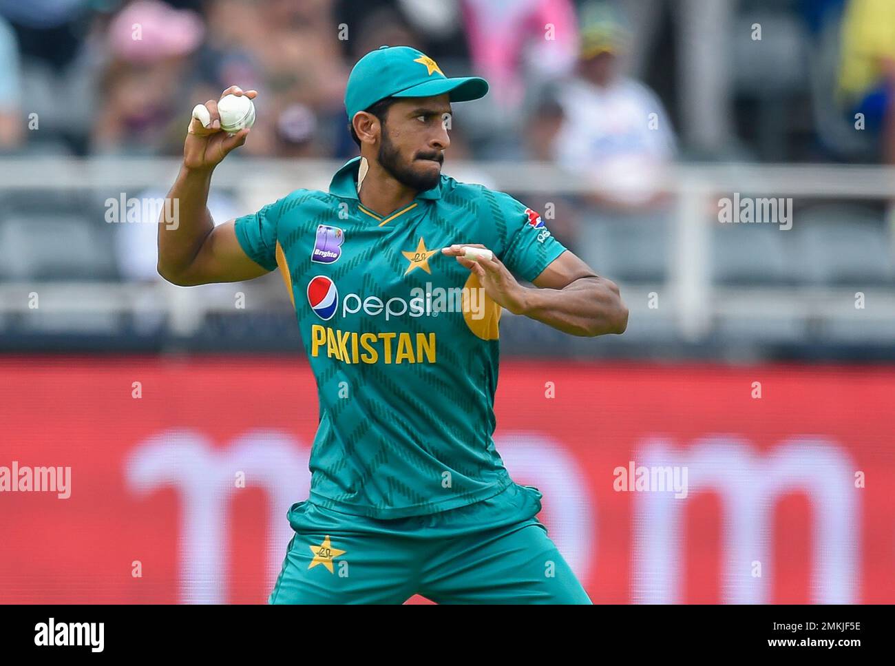 Pakistan's Hasan Ali fielding during the 2nd T20I cricket match between ...