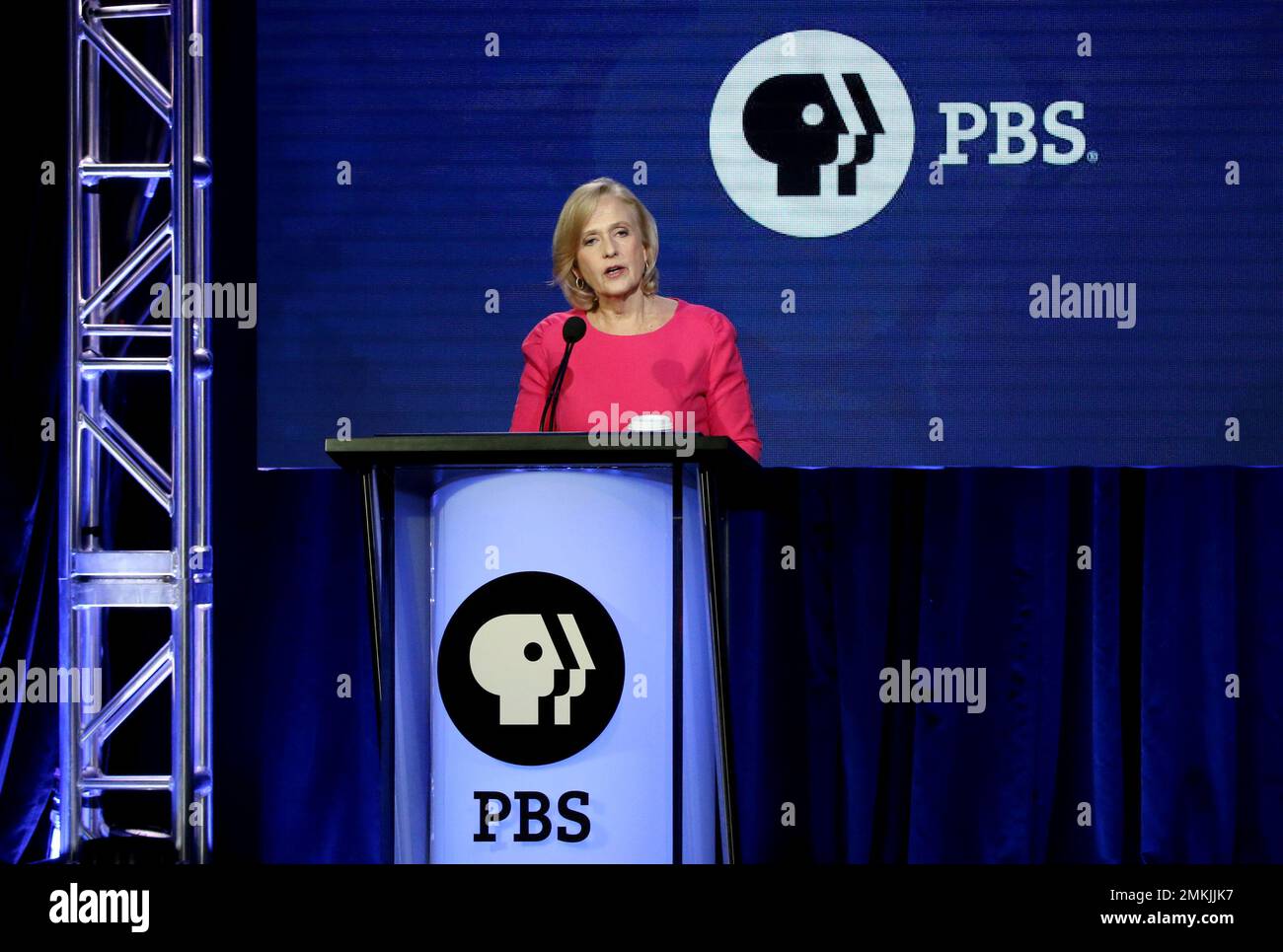 President and CEO of PBS Paula Kerger speaks during the PBS Executive ...