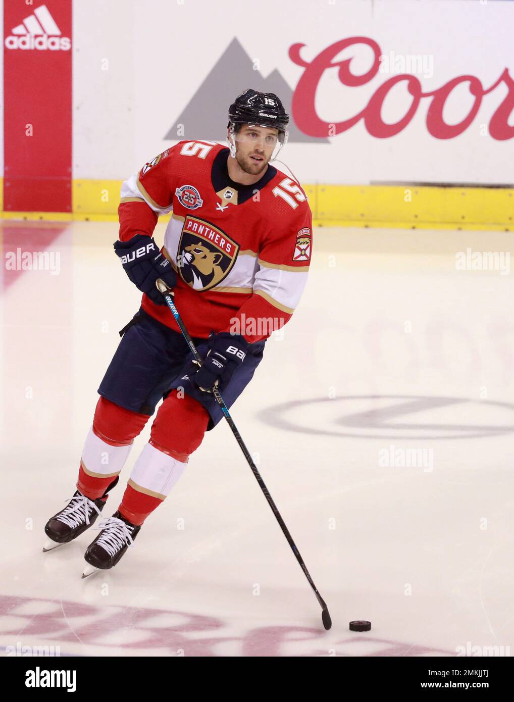 Florida Panthers center Riley Sheahan warms up before the start of an ...