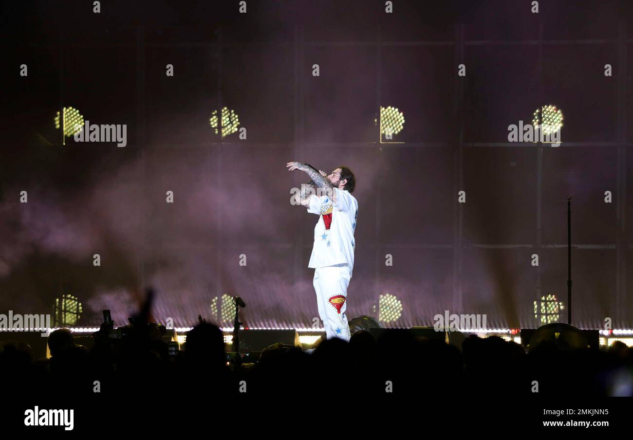 Post Malone performs during the Bud Light Super Bowl Music Fest Day 2 ...
