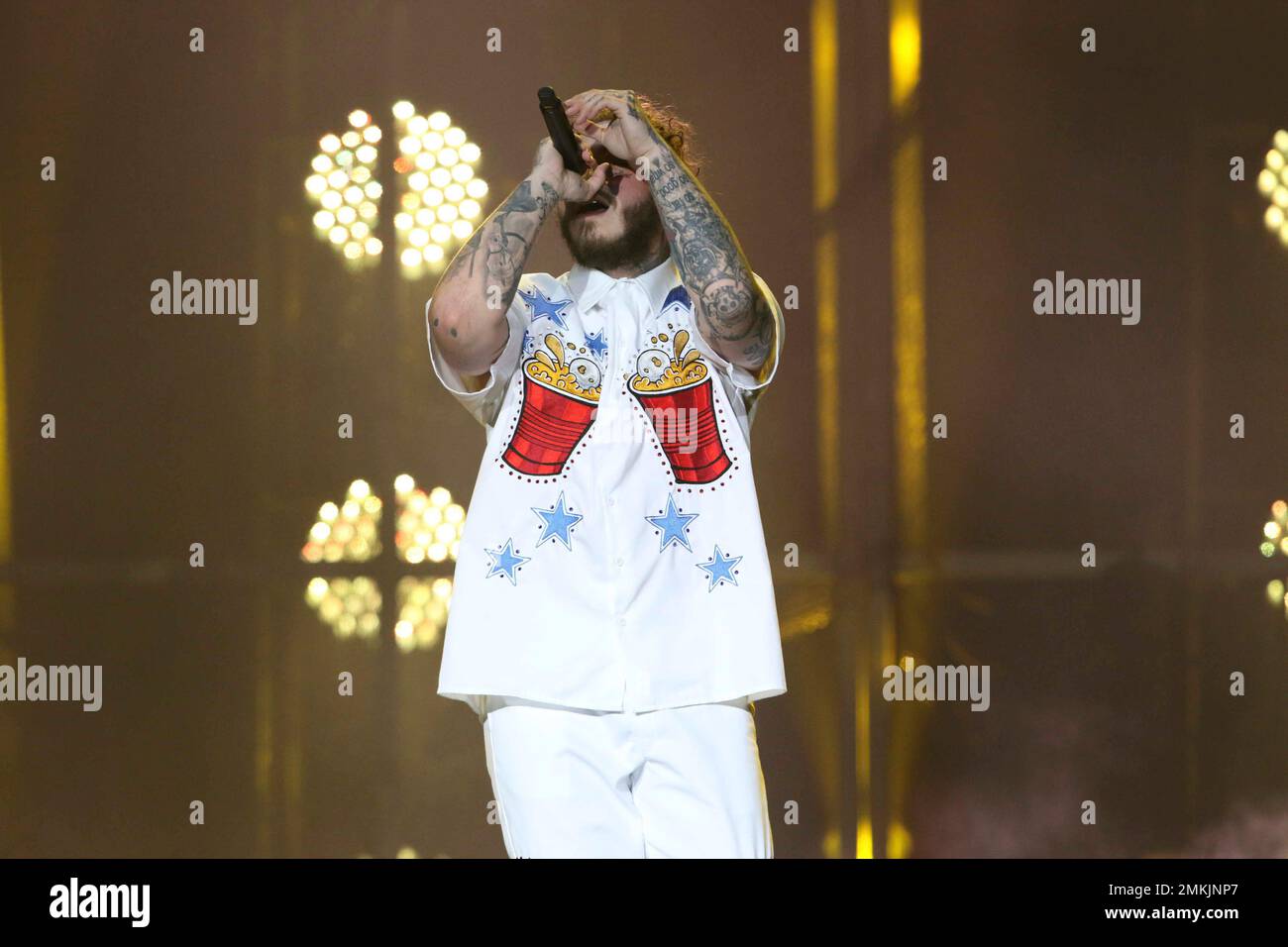 Post Malone performs during the Bud Light Super Bowl Music Fest Day 2 ...