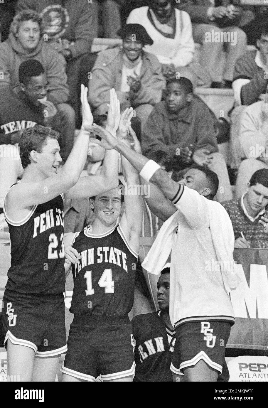 From left: Penn State's Dave Degitz, Christian Appleman and Lem Joyner ...