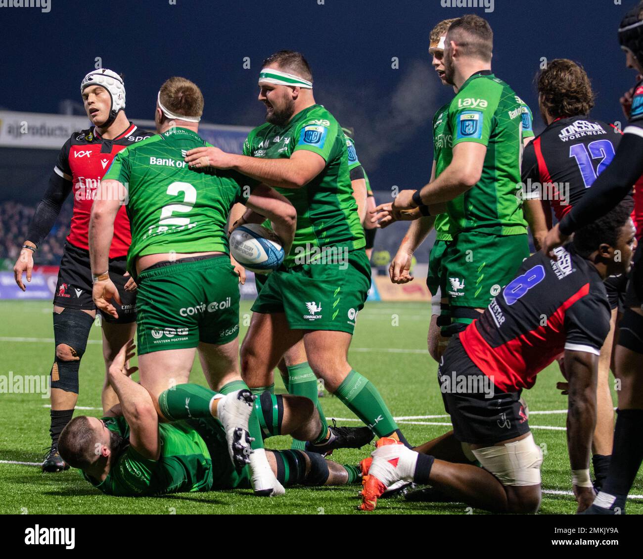 Galway, Ireland. 29th Jan, 2023. Shane Delahunt of Connacht celebrates ...