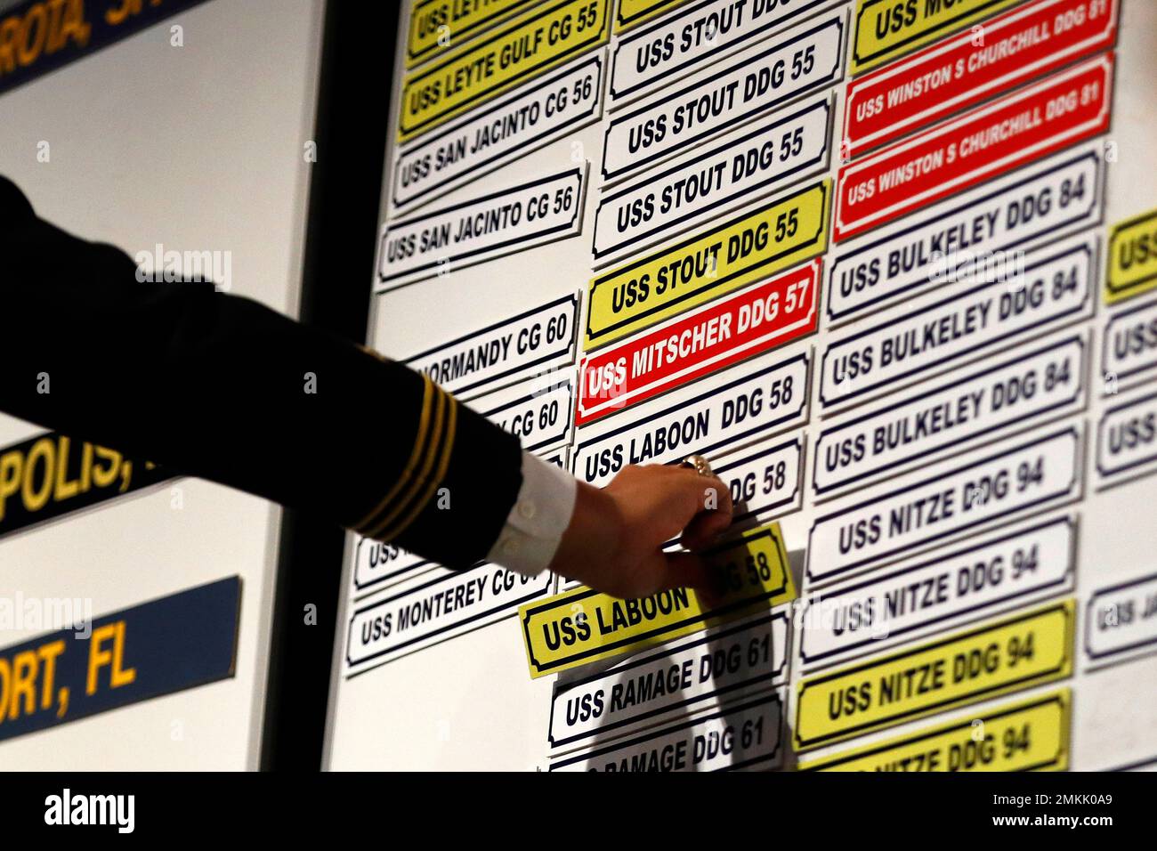 A U.S. Naval Academy Midshipman chooses the destroyer USS Laboon from a ...