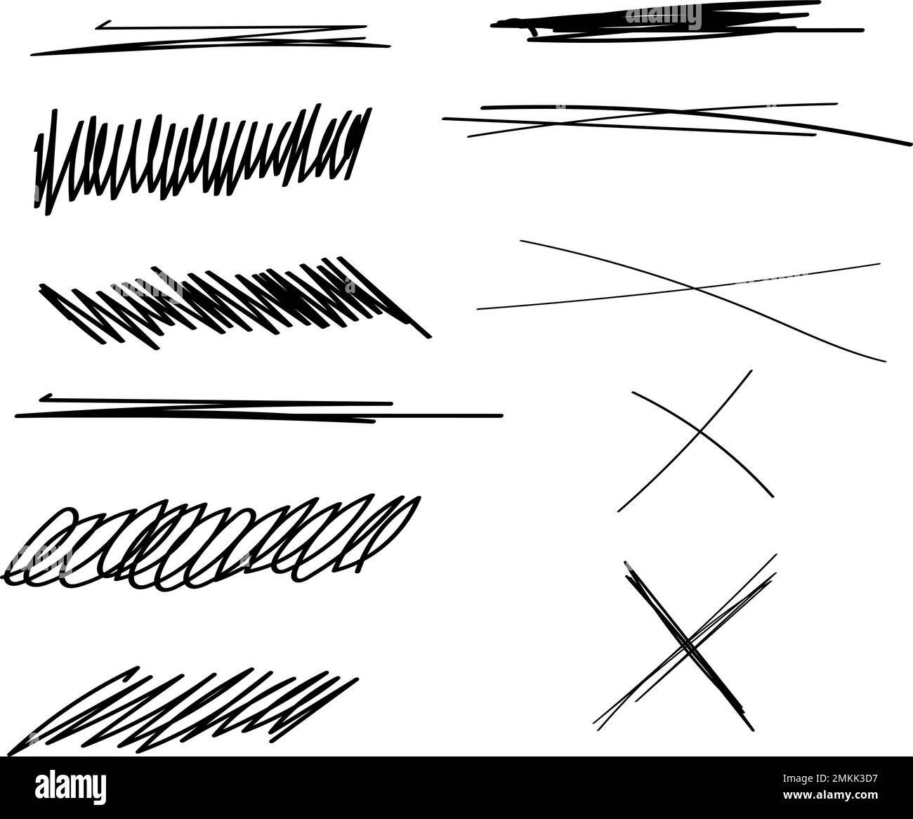 Set of hand drawn paint object. Abstract doodle lines, pencil drawing ...