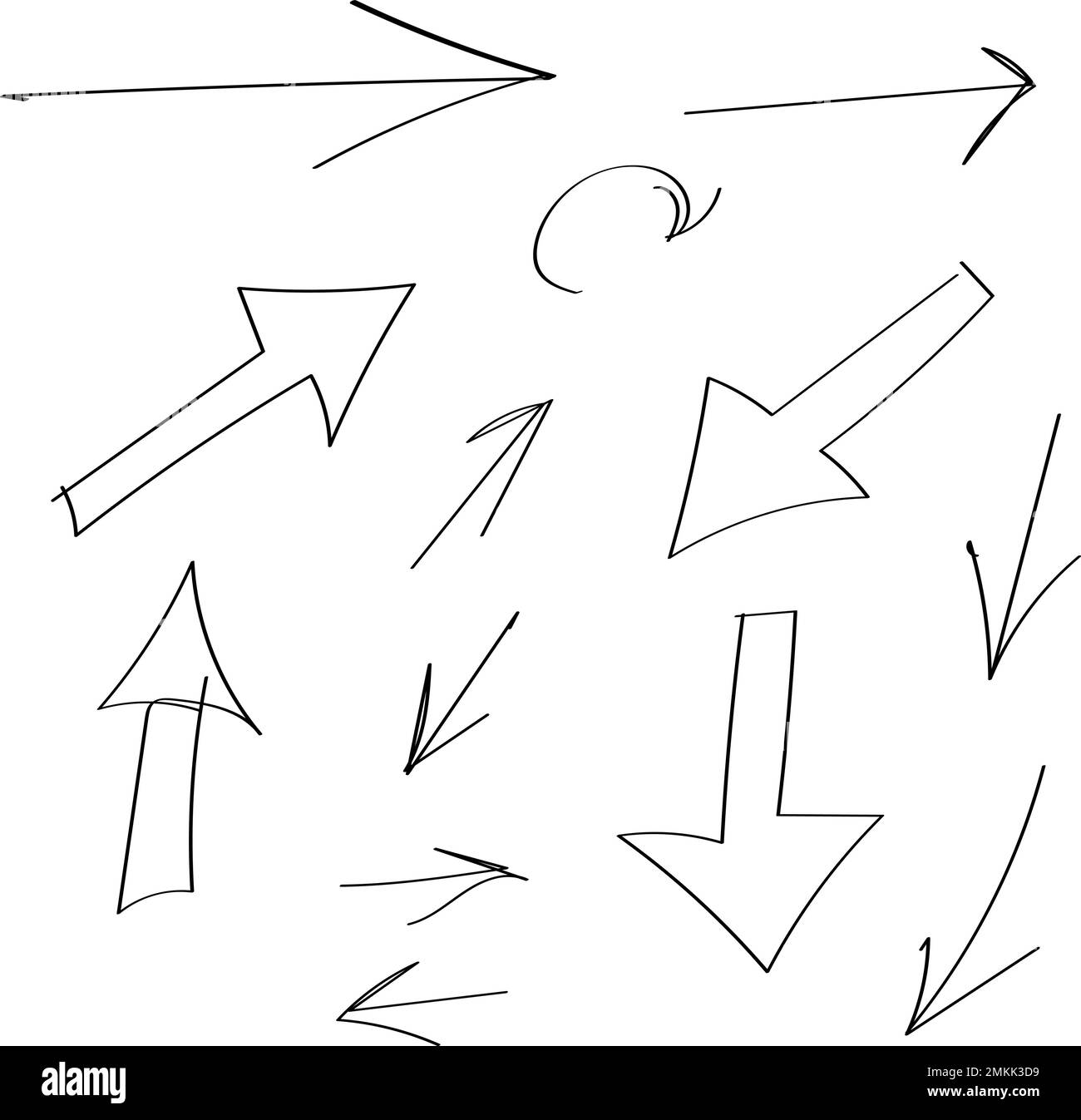 Doodle set of pencil drawing objects. Hand drawn abstract grunge arrows ...