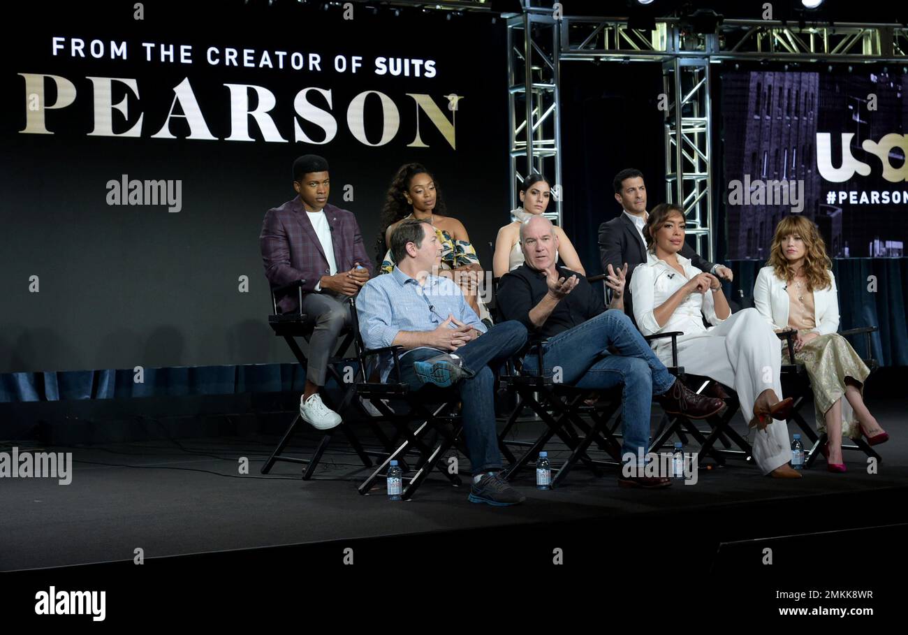 Executive producer Aaron Korsh, from front row left, executive producer ...