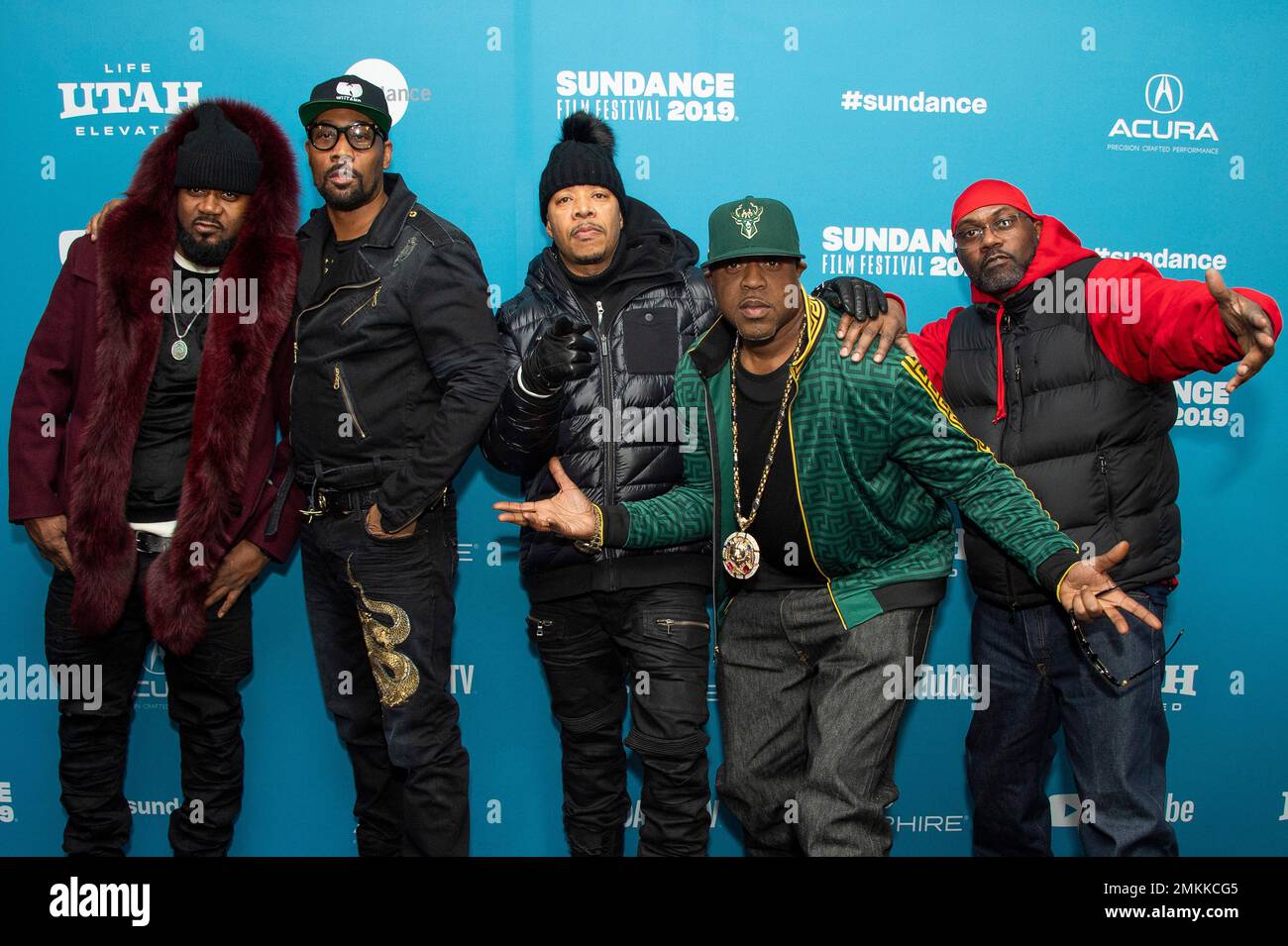 From left, Wu-Tang Clan members Ghostface Killah, RZA, U-God, Cappadonna and Masta Killa pose at ...