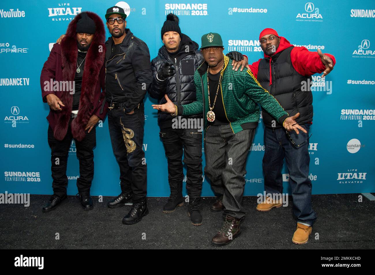 From left, Wu-Tang Clan members Ghostface Killah, RZA, U-God, Cappadonna and Masta Killa pose at ...