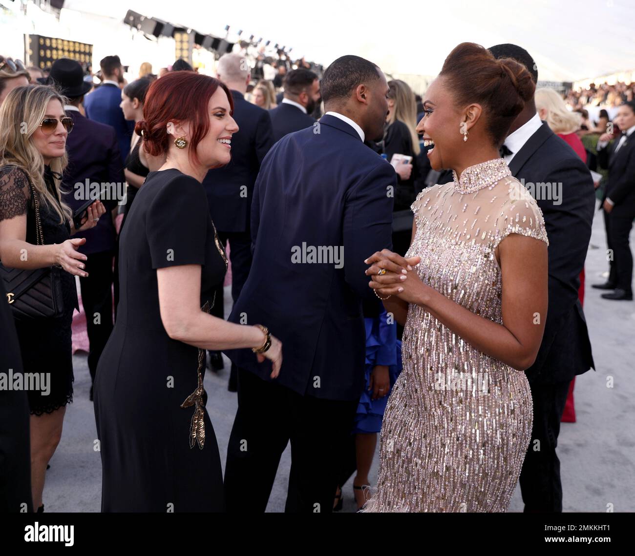Megan Mullally, left, and Ryan Michelle Bathe arrive at the 25th annual ...
