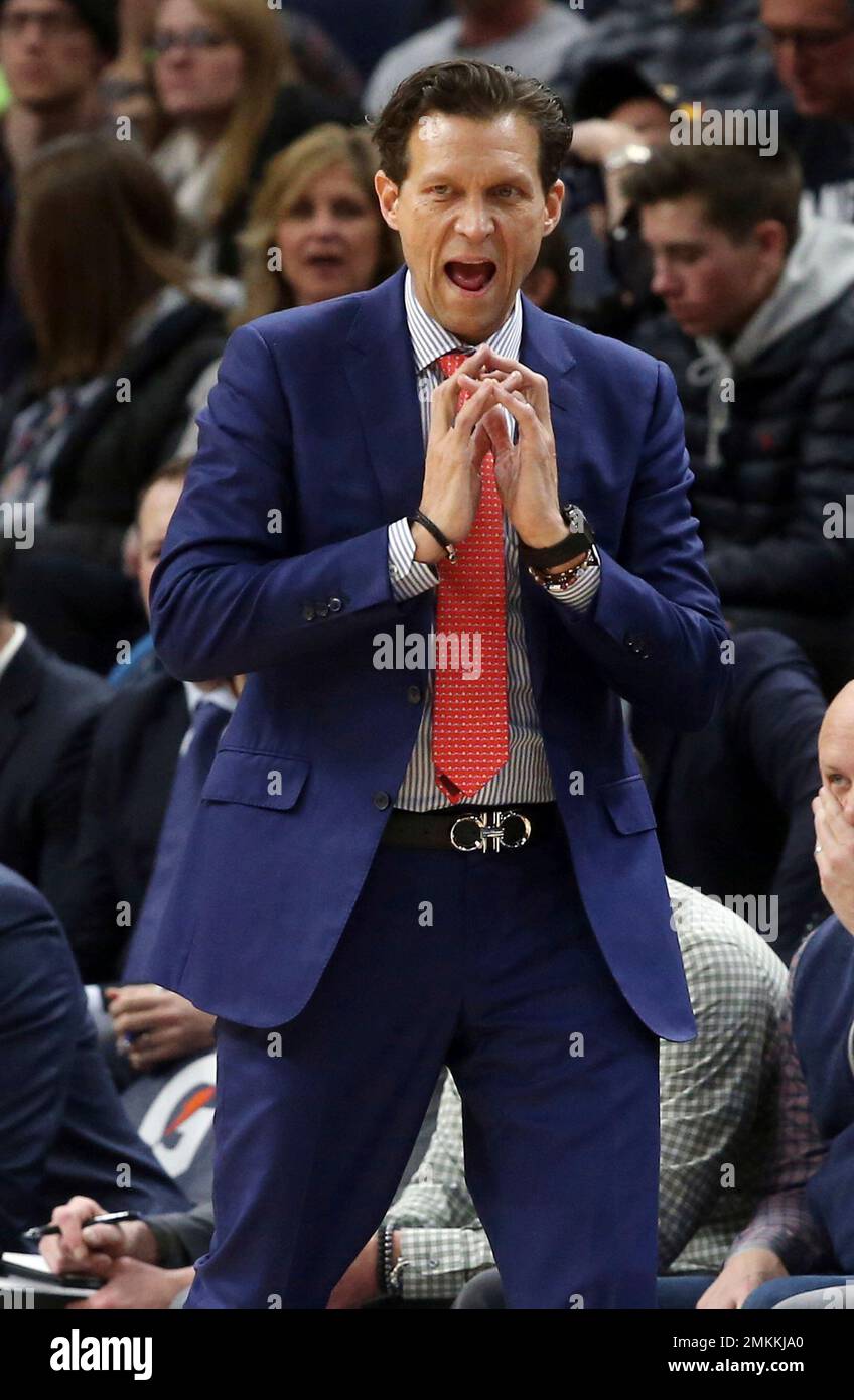 Utah Jazz head coach Quin Snyder directs his players against the ...