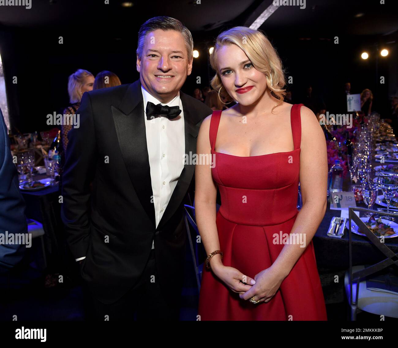 Ted Sarandos, left, and Emily Osment attend the 25th annual Screen ...