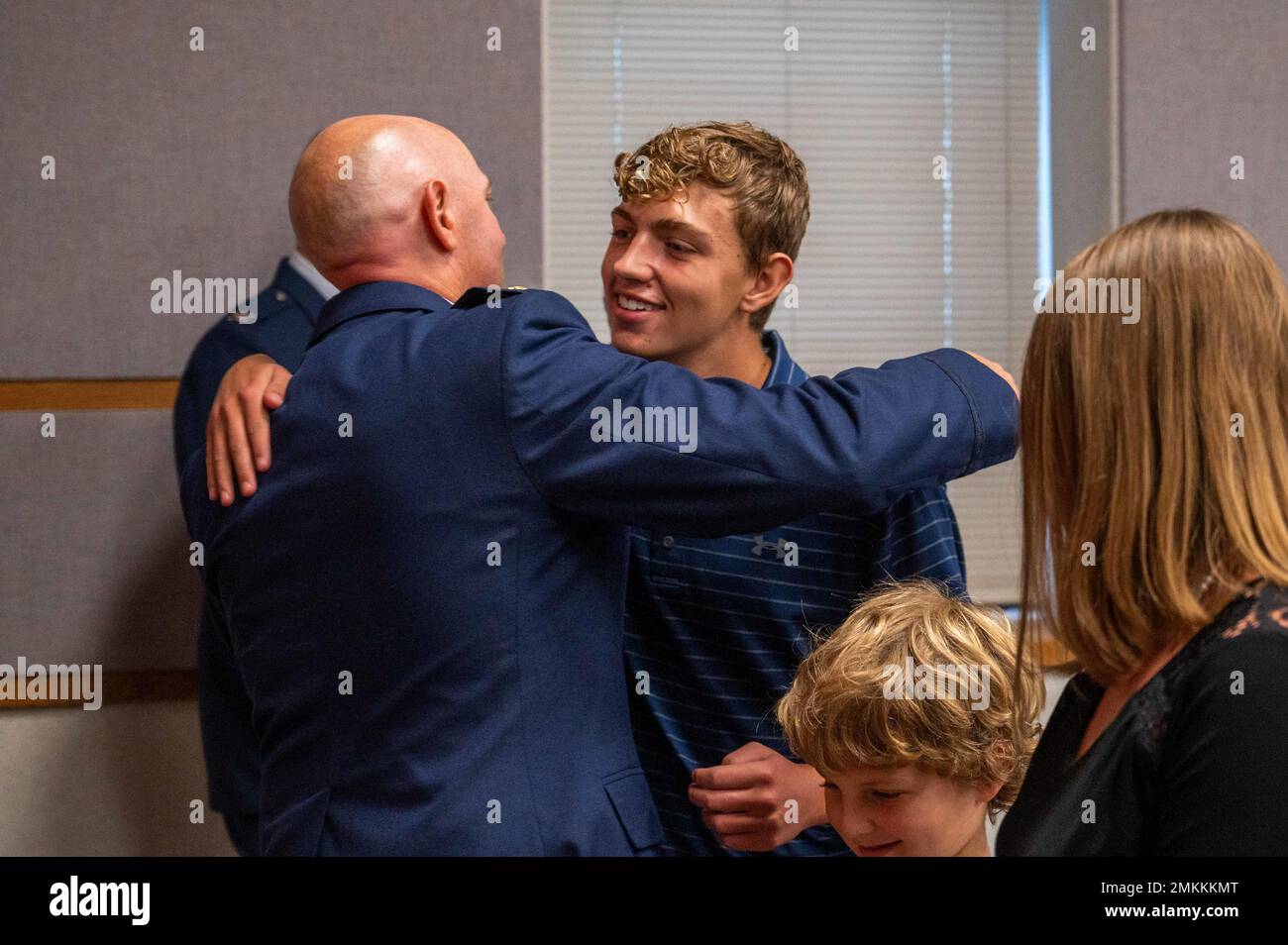 U.S. Air Force Maj. Matt Neil, Missouri Air National Guard, hugs his ...