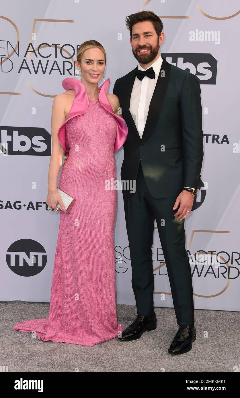 Emily Blunt, left, and John Krasinski arrive at the 25th annual Screen ...