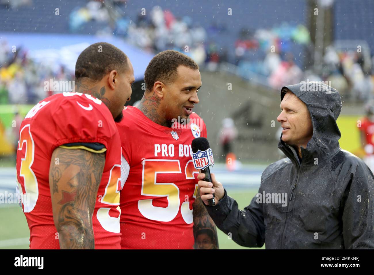 The AFC's Maurkice Pouncey, right, and Mike Pouncey, left, are ...