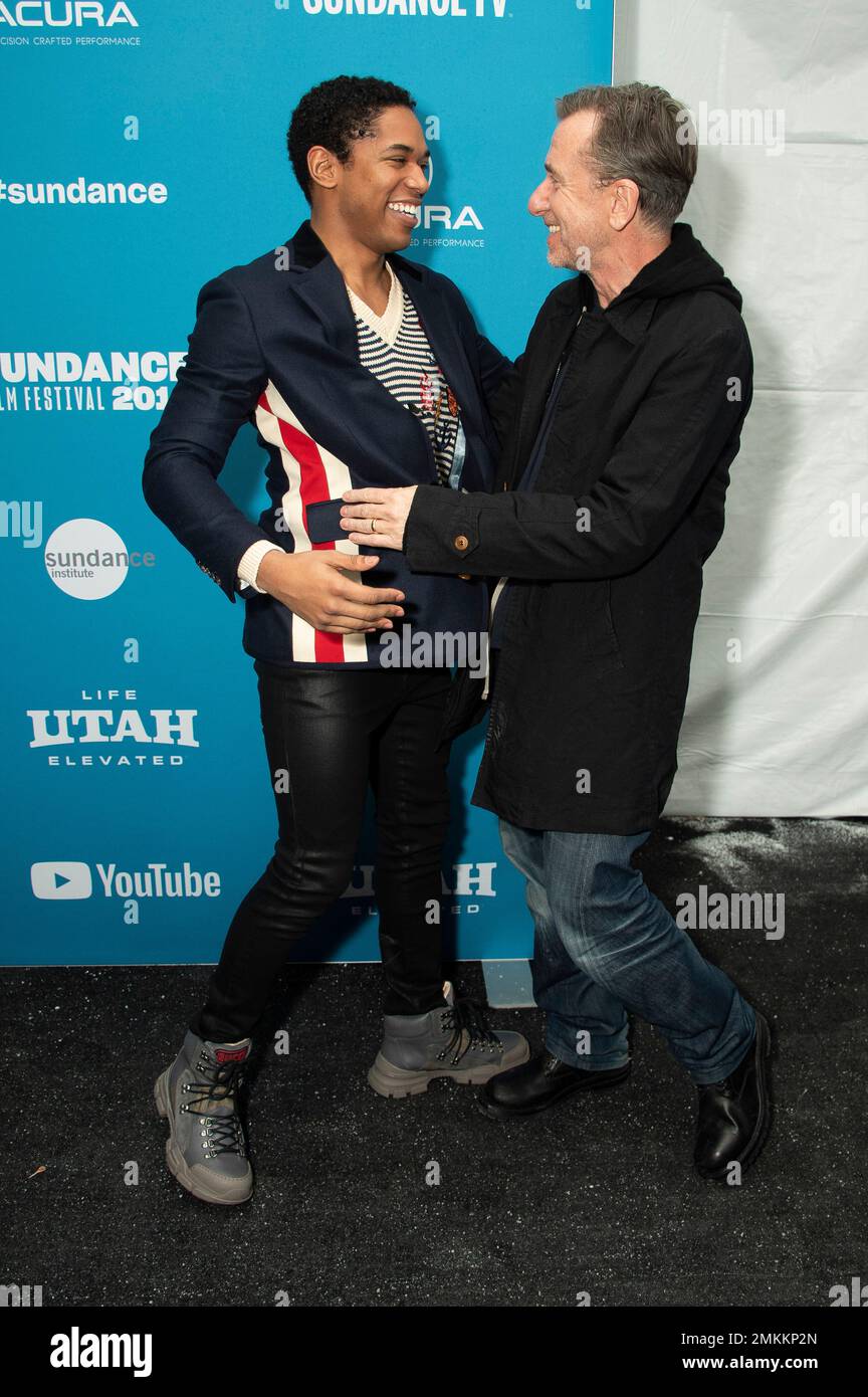 Actors Kelvin Harrison Jr., left, and Tim Roth pose at the premiere of ...