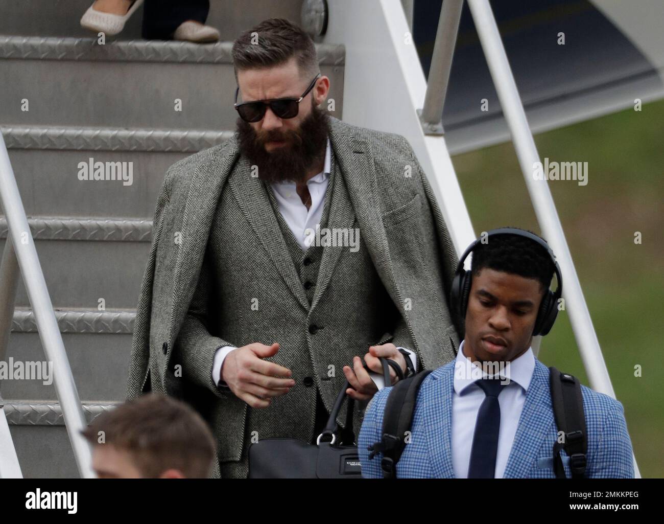 New England Patriots' Julian Edelman arrives at the Hartsfield-Jackson ...